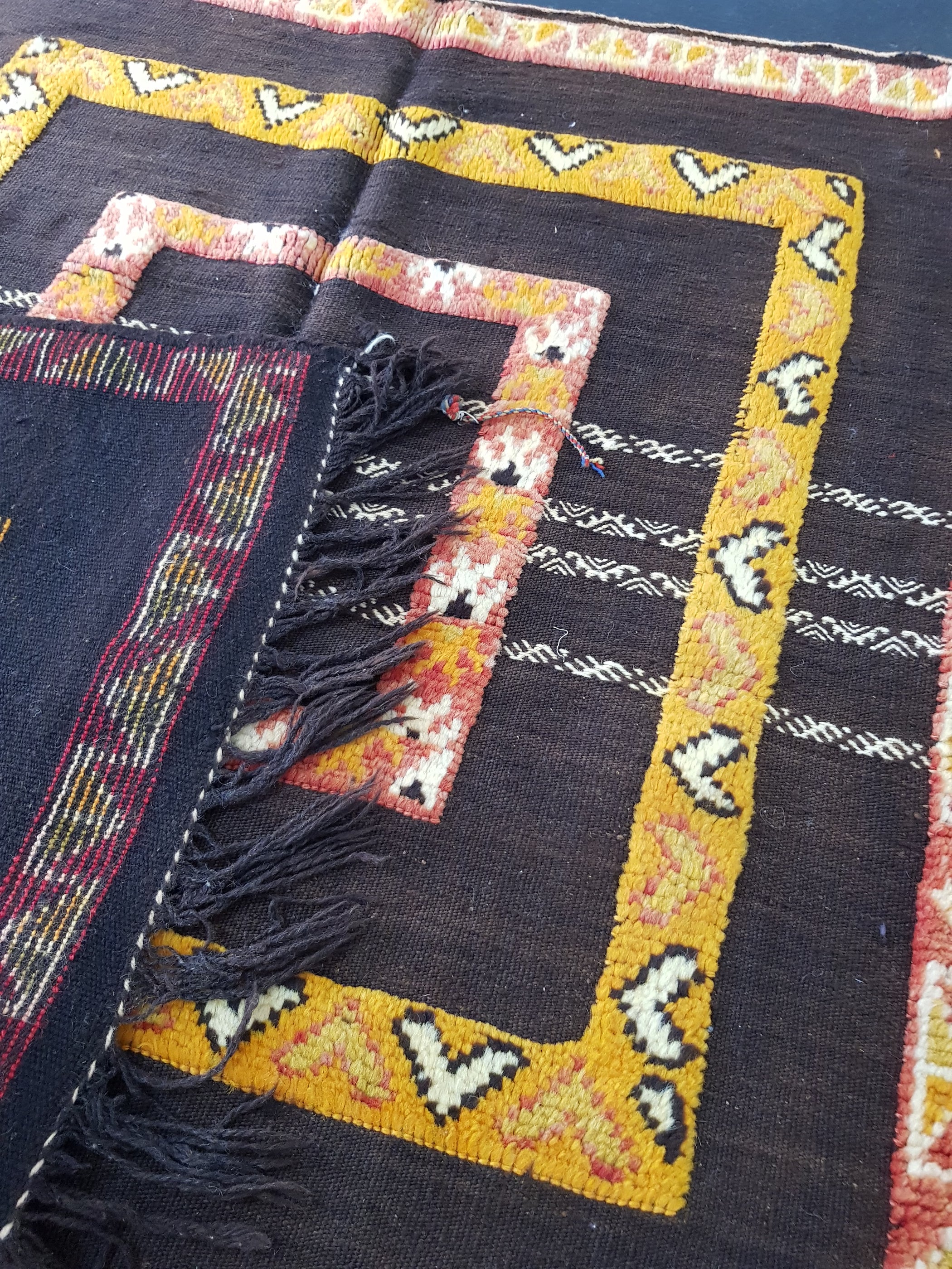 Small square black Moroccan rug from Boujaad region — MarBazaar