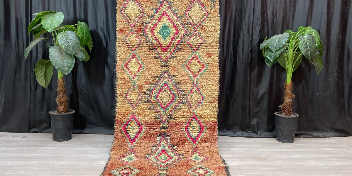 Moroccan rug runner, peach runner from Atlas mountain — MarBazaar